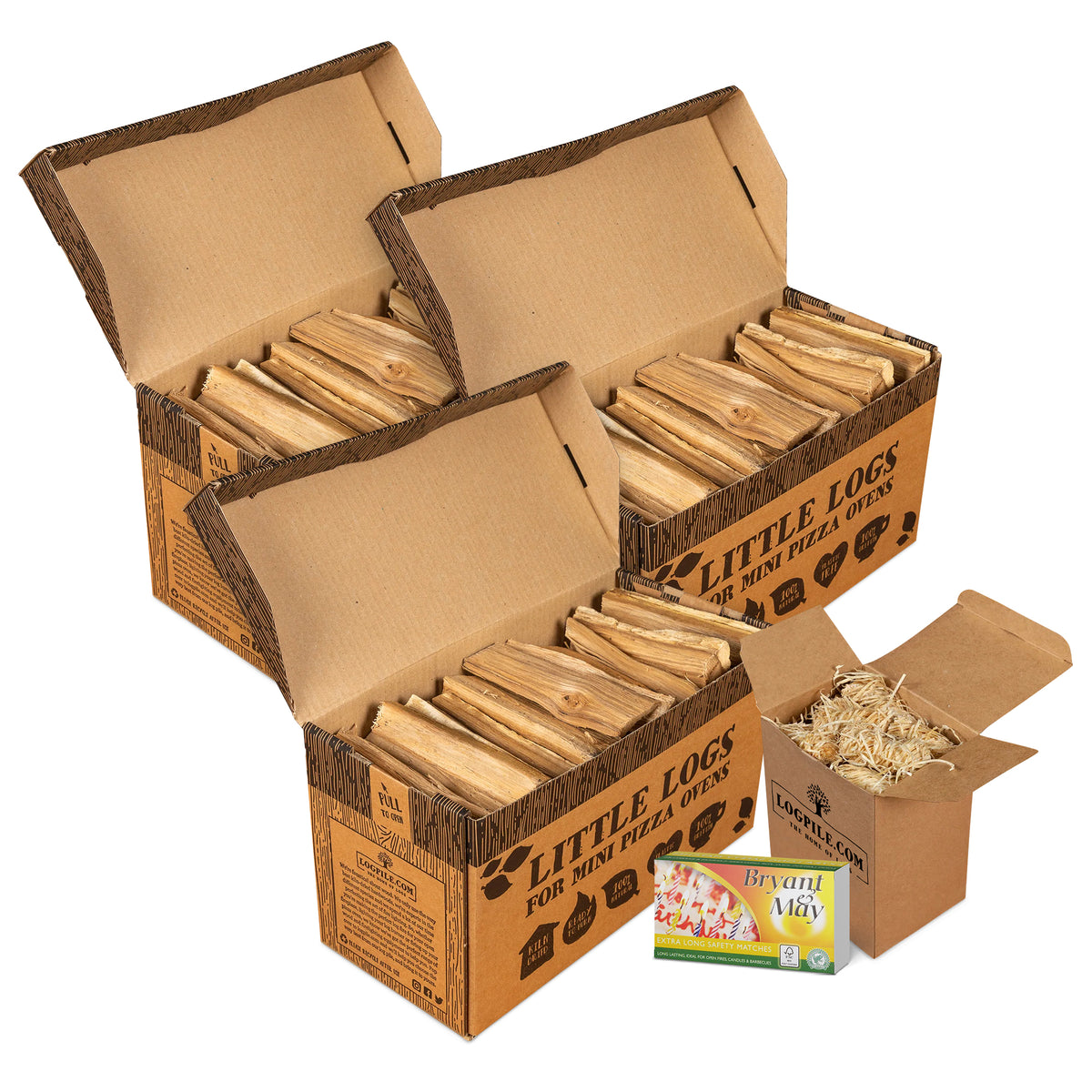 Oak Little Logs Starter Kit For Mini Pizza Ovens. 3 Boxes Little Logs ...